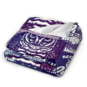 Homieblanket Owl Blanket for Boys Girls, Cute Owl Themed Design Printed Purple Throw Blankets for Kids Lap, Chair Sofa, Warm Soft Cozy Blanket, 40"x 50"