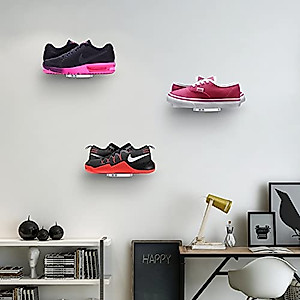 Acrylic Floating Clear Sneaker Shelves Wall Mount Set of 6 for Shoe Display，Floating Shoe Display Shelves for Bedroom, Gaming Room, Living Room，entrance hall