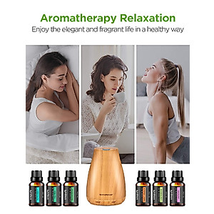 InnoGear Essential Oil Diffuser with Oils, 100ml Aromatherapy Diffuser with 6 Essential Oils Set, Aroma Cool Mist Humidifier Gift Set, Yellow Wood Grain