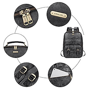 CHOLISS Laptop Backpack for Women&Men,15.6" Computer Backpack,Vintage Leather Travel Work College Bag Durable Daypack