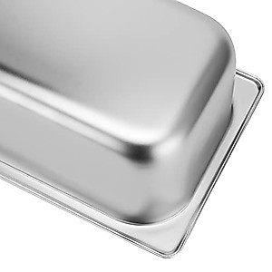 SINJEUN 8 Pack 1/3 Size x 4 Inch Deep Hotel Pan, Commercial Stainless Steel Pan Steam Pan for Restaurant, Hotel, Catering, Silver