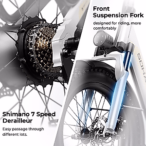 SOHAMO S3 Electric Bike, 750W Brushless Moter, Foldable Electric Bicycles for Adults, 48V 15Ah Removable Battery, Fat Tire 20" Ebike, 28Mph Max Up to 40 Miles, for Women