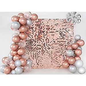 Kate Square Rose Gold Sequin Panels for Shimmer Wall Backdrop Decoration Birthday Wall (Pack of 12)