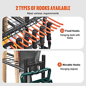 VEVOR Garden Tool Organizer, 16 Slots with Hooks, Yard Tool Tower Rack with Wheels for Garage Organization and Storage, Hold Long-Handled Tool/Rake/Broom, Metal Tool Stand Holder for Shed, Outdoor