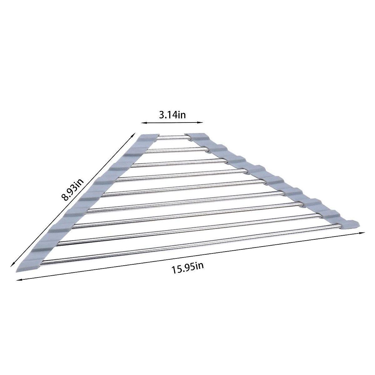 AAKitchen SUS304 Stainless Still Dish Drying Rack Over Sink Corner Dish Rack Kitchen Gadget Tool Sink Caddy Corner Sink Drainer (Gray)