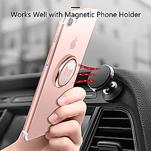 2 Pack Phone Ring Holder Finger Kickstand Universal 360° Rotation Metal Ring Grip for Magnetic Car Mount Compatible with All Smartphone(Grey&Rose)