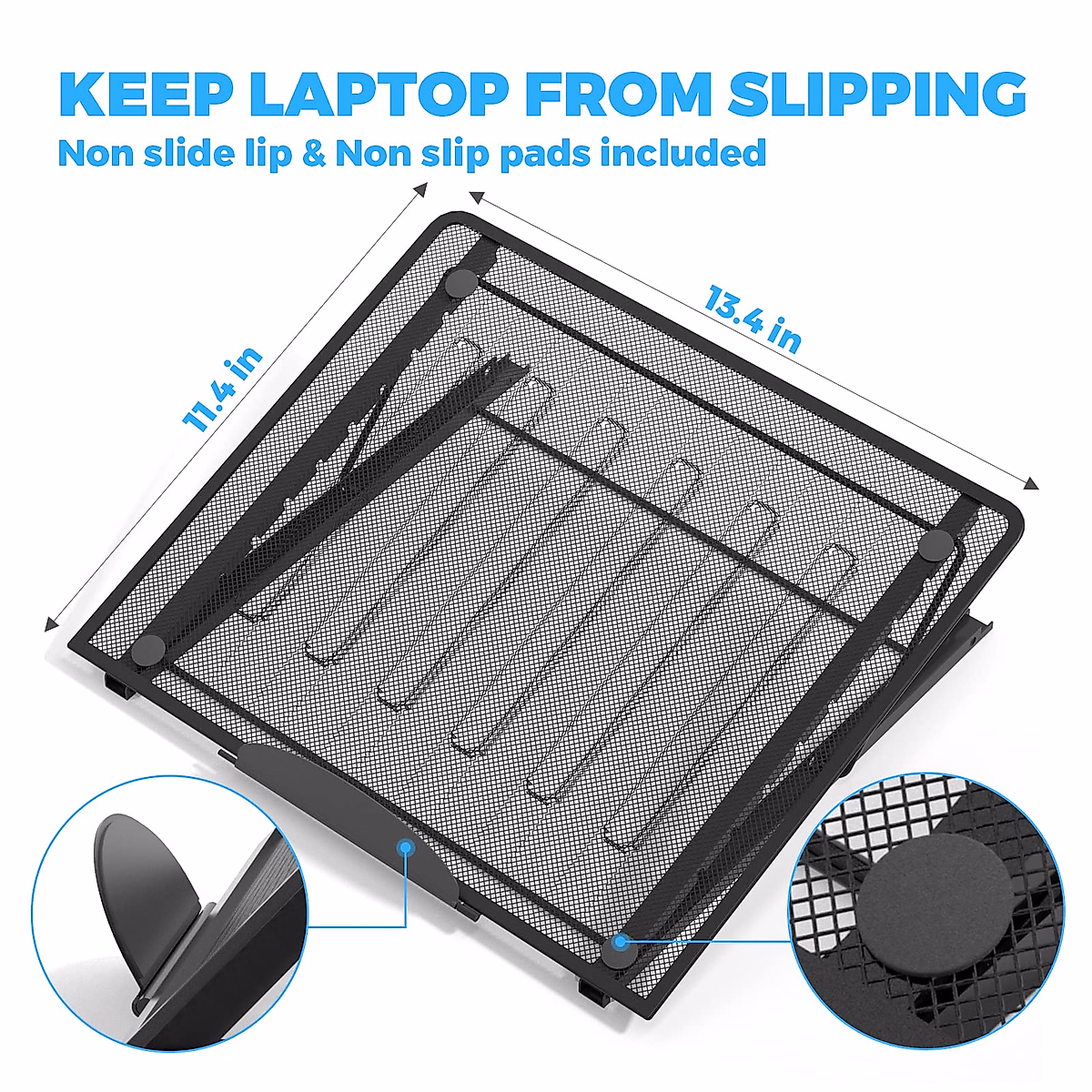 MaxGear Laptop Stand, Ergonomic Mesh Laptop Tablet Stand for Desk, Ventilated Adjustable Portable Laptop Riser, Notebook Holder Stand Compatible with MacBook, Dell XPS, HP, 10-17 inches Laptops, Black