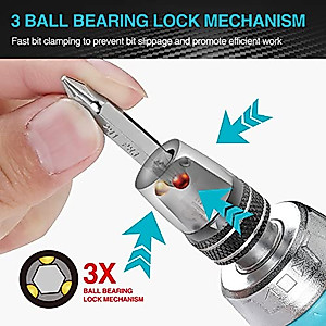 DURATECH Stubby Ratcheting Screwdriver, 12-in-1 Multi-bit Short Screw Drivers, Innovated Bits Quick-Load Mechanism, with Phillips, Slotted, Torx, Square Bits Stored in Handle