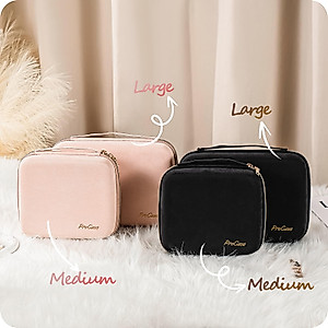 ProCase Large Travel Jewelry Organizer Case, Jewellery Home Storage Book Ring Binder with Clear Pockets for Presentation, Zippered Pouch Bag for Earrings Necklaces Bracelets -Pink