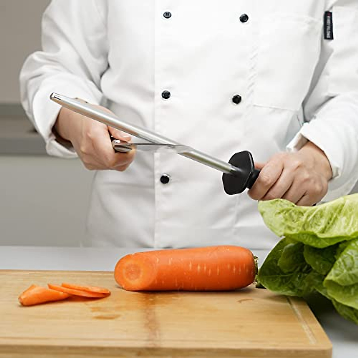 SHARPAL 119N Diamond Solid Sharpening Steel Knife Blade Sharpener Honing Rod Professional Kitchen Chef Stick