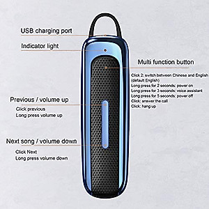 Heave Wireless Bluetooth Headset with CVC8.0 Noise Cancelling Mic Bluetooth Earpiece,IPX 5 Waterproof Earbud Car Headset with 20 Hours Playback Time for Hands Free Calls Blue Black