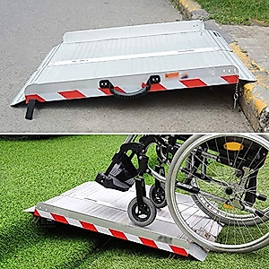 Threshold Ramp, Threshold Ramp Aluminum Ramp Wheelchair Baby Carriage PVC Handle Non-Slip Rubber Pad Easy to Carry Can Be Used in A Variety of Occasions Can Bear 400kg, 4 Sizes ( Color : Silver , Size