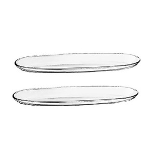 Barski - European Glass - Oval - Serving Tray - Platter - 11" Long, 3.75" Wide - Set of 2 - Made in Europe
