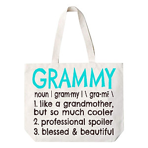 COCOVICI Grammy Tote Bag | Grammy Definition | Grandma Gifts | Grammy Gifts | Grammy Christmas Gift | Christmas Gift from Grandkids (Grammy Definition Turquoise/Black Font)