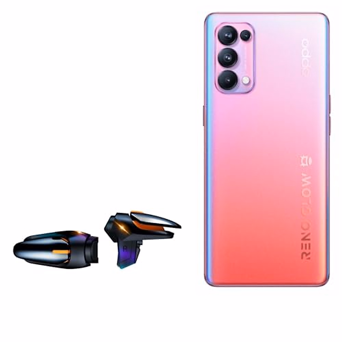 BoxWave Gaming Gear Compatible With Oppo Reno 5Z - Touchscreen QuickTrigger Auto, Trigger Buttons Autofire Gaming Mobile FPS - Jet Black