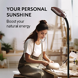 Natural Daylight Floor Lamp - Craft Light Floor Standing for Reading, Crafting, Sewing - 27W Full Spectrum White Bright Sunlight - Adjustable Gooseneck - Task Lamps for Living Room, Bedroom, Office