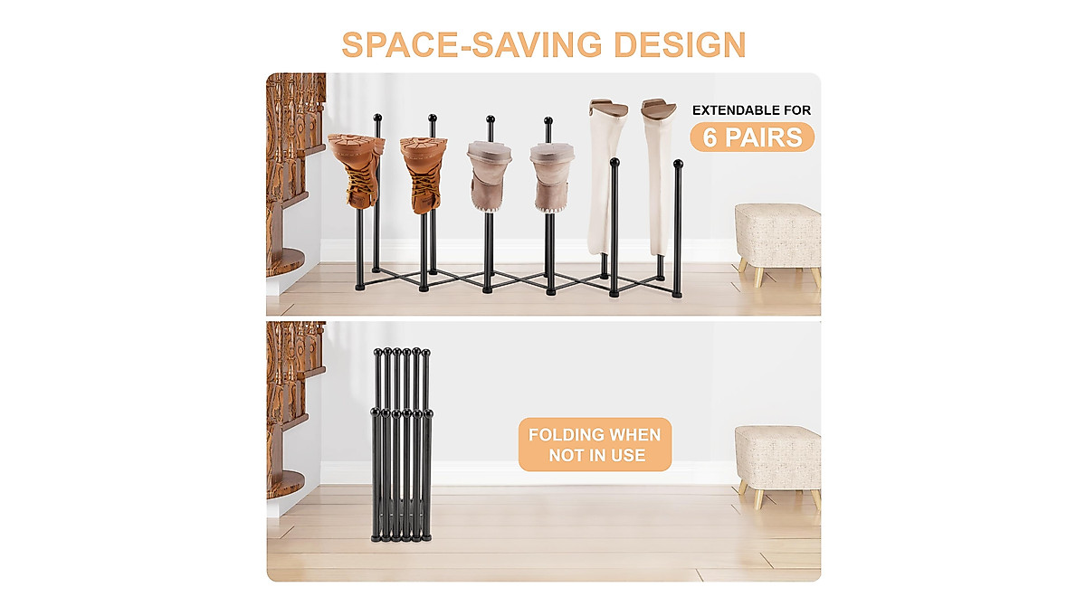 Housen Solutions Foldable Boot Rack for Tall Boots - Space Saver