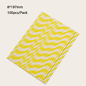 YAOSHENG Paper Straws for drinking, 100 Pack Yellow Striped paper straws for Party Supplies,Birthday,Wedding,Bridal/Baby Shower,Juice, shakes,Smoothies,cocktail