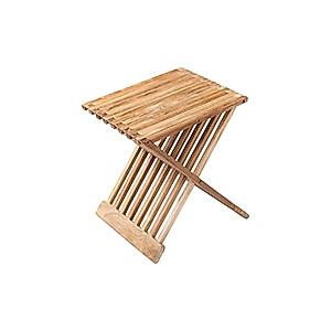 Nordic Style Assembled Bathroom, Spa Teak Wood Folding Stool and Seat 17.7" (Natural Finish, Beige)