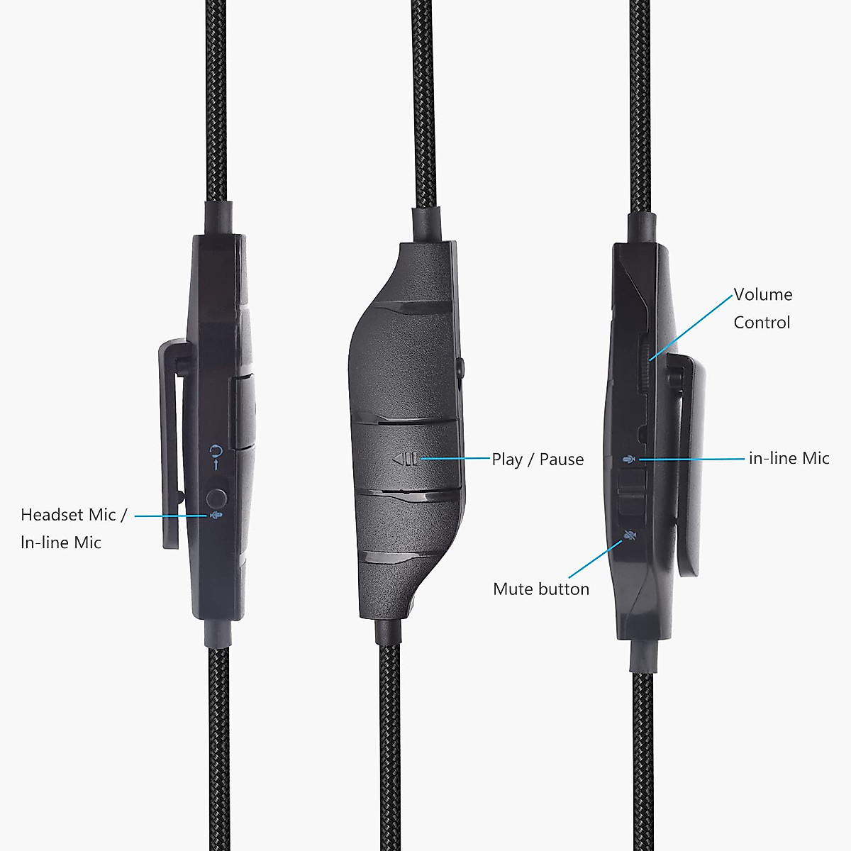 Alitutumao Replacement Audio Cable G633 Aux Cord Wire with Inline Mic Mute & Volume Control Compatible with Logitech G633 G635 G933 G935 Gaming Headset on PS5 PS4 Xbox One PC, 5FT