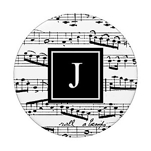 Music Monogram J Musical Letter J initial black personalized PopSockets PopGrip: Swappable Grip for Phones & Tablets