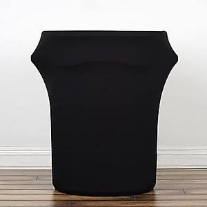 TABLECLOTHSFACTORY New 24-40 Gallons Commercial Grade Black Stretch Spandex Round Waste Trash Bin Container Cover
