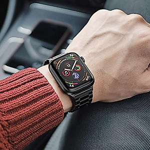 EPULY Compatible with Apple Watch Band 49mm 45mm 44mm 42mm 41mm 40mm 38mm, Business Stainless Steel Metal Watchband for iWatch Strap Ultra SE Series 8 7 6 5 4 3 2 1 Men & Women (Black, 49mm 45mm 44mm 42mm)