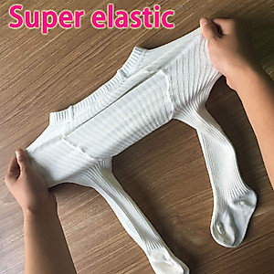 CECORC Baby Tights – Thick Toddlers Girl Leggings–Seamless Cable Knit Cotton Stockings – Infants Pantyhose 3 Pack, 0-6 Months, White+Black+Ginger