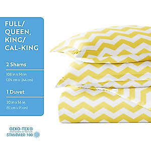 ienjoy Home Ultra Soft Arrow Patterned 3 Piece Duvet Cover Set, Twin, Yellow