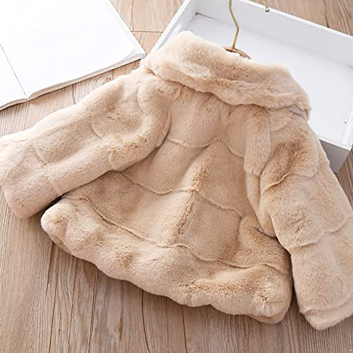 vastwit Infant Baby Girls Faux Fur Coat Warm Tops Princess Lovely Long Sleeve Cloak Jacket Winter Outfit Khaki Cute 2-3 Years