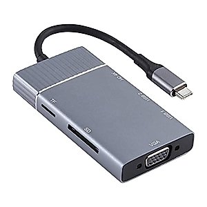 Leya-US Spare Part 7 in 1 Dual USB 3.0 + TF/SD + HDMI/VGA + 3.5mm Jack + Type-C/USB-C Multi-Function USB-C Dock Station