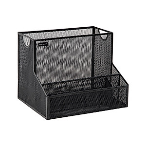 Mind Reader DEEPORG-BLK Metal Mesh Large File Storage Basket For A4 Paper, Legal Documents, Folder & Magazine Holder, Office Organization, Black Deep Org