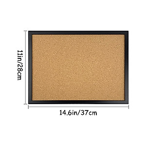 Black Cork Board Bulletin Board, 14.6"X 11" Cork Board, Oak Wood Finish Frame, Wall Mounted Cork Board for Office Home and School(Pins, Eye Bolts, gaskets, Screws)