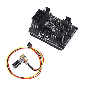 SinLoon 3 Pin 4 Pin Fan Adapter PWM PC Chassis Cooling Fan Hub，Chassis Fan Pressure Regulating Governor，8 Way Splitter 12V Speed Controller with 6 Pin Power Port（8 Way with Cable Black ）