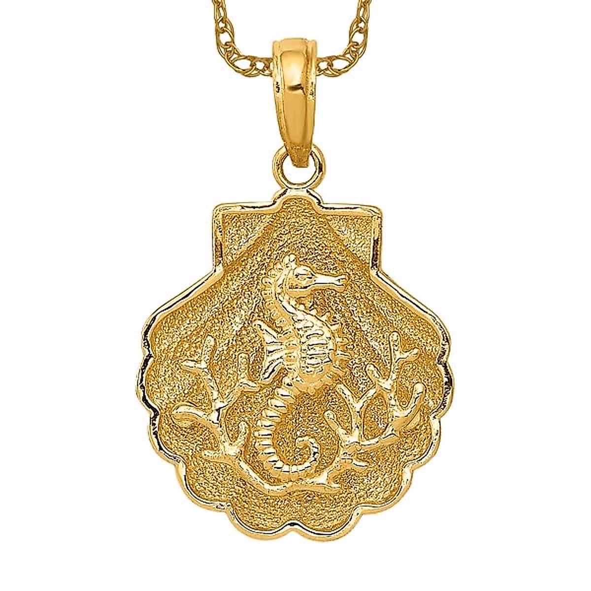 IceCarats 14K Yellow Gold Seahorse Shell Necklace Charm Pendant Only