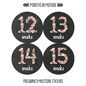Months In Motion Pregnancy Weekly Belly Growth Stickers - Week to Week Pregnant Expecting Photo Prop - Maternity Keepsake - Baby Bump - Large Set of 36 Weekly Photo Sticker