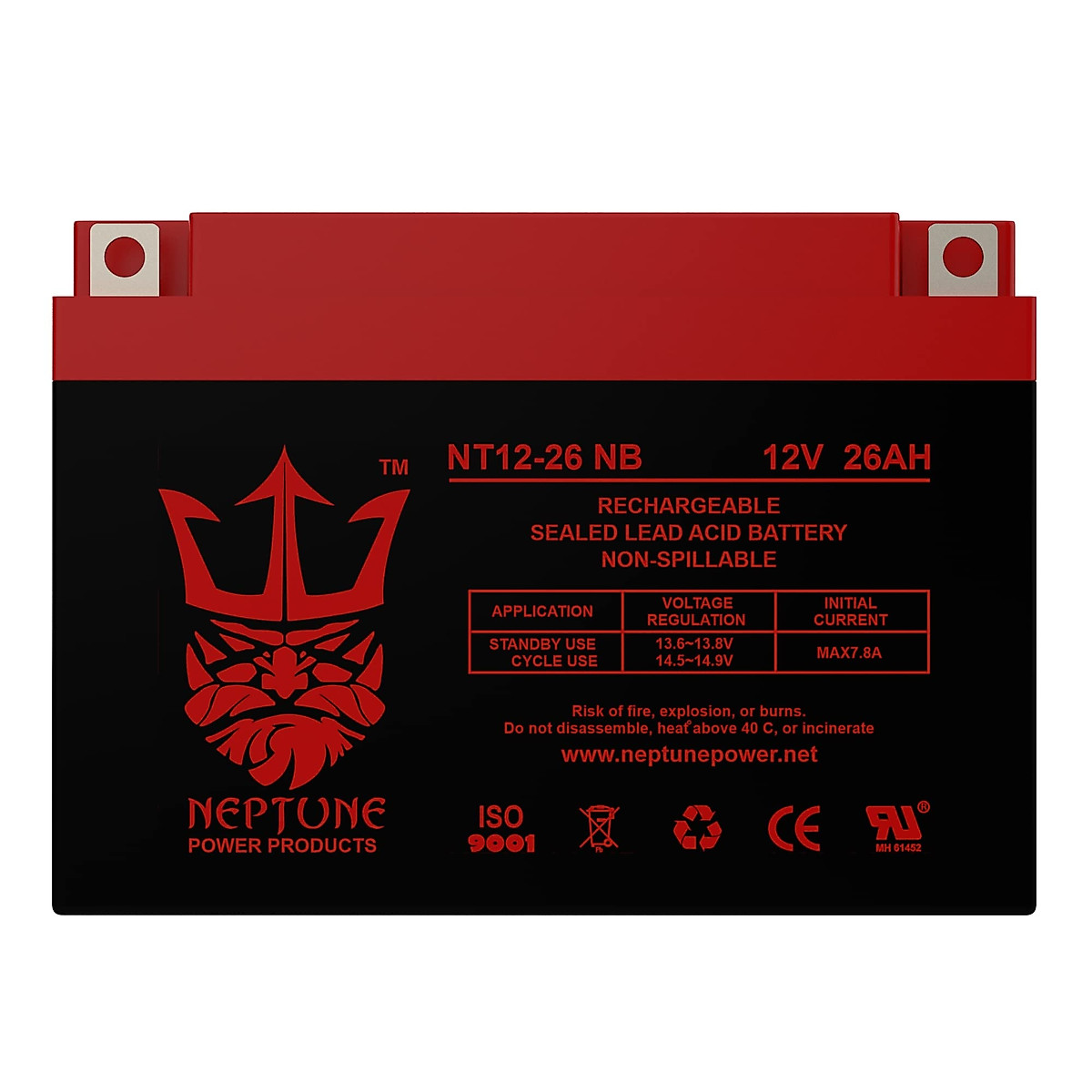 Neptune Brand NT12260 12V 26Ah Replacement Battery for Power-Sonic 12V 26AH PS-12260 PS-12260NB
