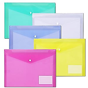 File Folders,Plastic Envelope Folder with Snap Closure,US Letter A4 Size Poly Envelopes with Label Pocket,Folders for Documents,Assorted Color,10 Pack…