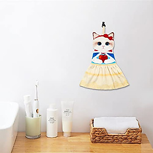 PAT JUUMG Cute Princess Cat Hand Towels for Bathroom Kitchen,Cat Home Decor Towel Hanging Face Towels Absorbent Soft,Funny Cat Gifts for Cat Lovers Gifts for Women,Christmas/Housewarming Gift