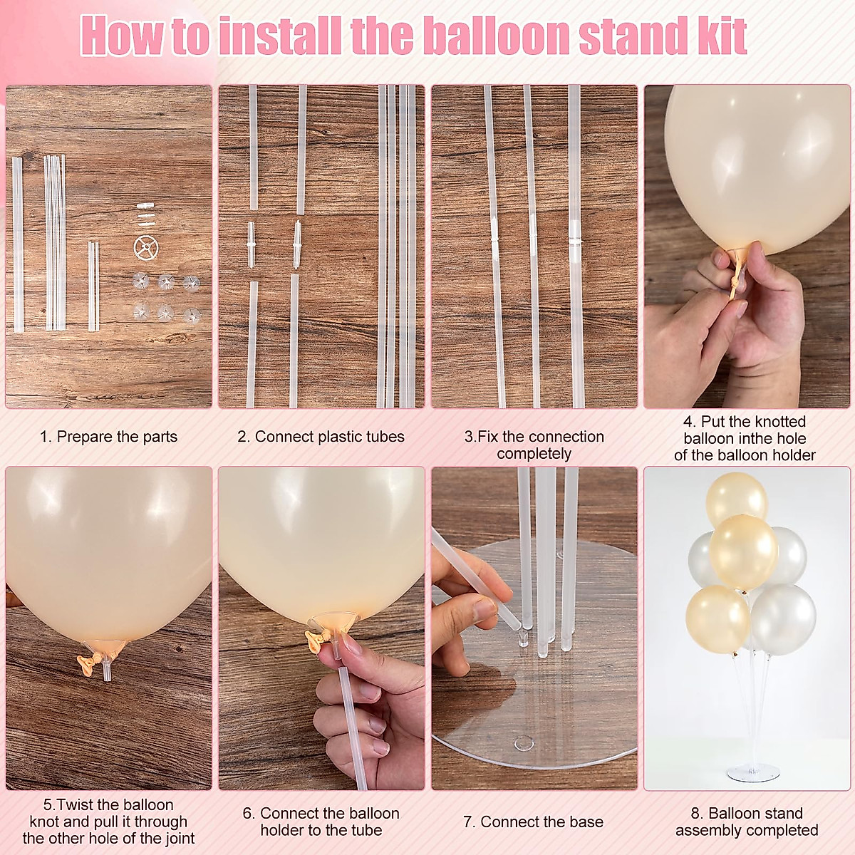 4 Set Balloon Stand Kit, Balloon Sticks Holder with Base for Table Balloon Stands for Table Floor Decorations, Graduation Birthday Baby Shower Gender Reveal Anniversary Wedding Party Decorations