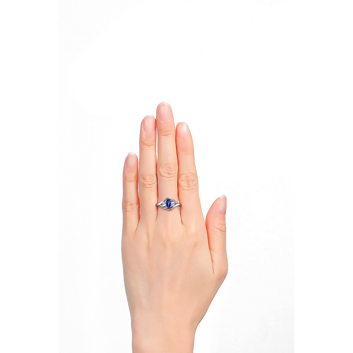 Rylos Simply Elegant Beautiful Blue Star Sapphire & Diamond Ring - September Birthstone* Size 6