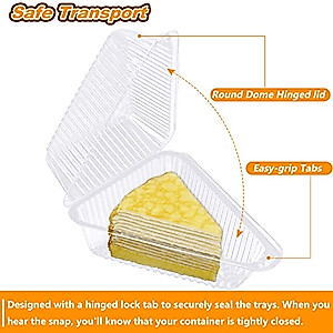 200 Pcs Cake Slice Containers with Lids Clear Plastic Hinged Cheesecake Containers Individual Disposable Triangle Cake Boxes for Pie Slice Cheesecake, Tres Leches, Flan, Desserts - Take Out Togo