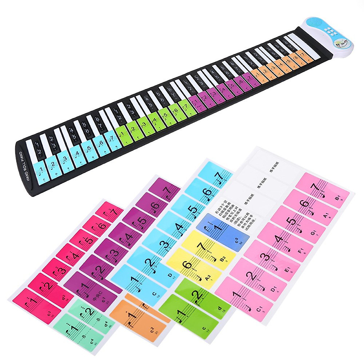 Removable Piano Stickers,Electronic Keyboard Note Keys Stickers Labels For 49/61 / 76/88 Key Keyboards For Kids And Beginners Learning Piano Or Keyboard (Multicolor) Keyboard Tasche Piano Keyb