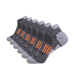 JOYNÉE Men's 6 Pack Athletic No Show Performance Comfort Cushioned Low Cut Running Tab Socks,Grey 1,Sock Size:10-13