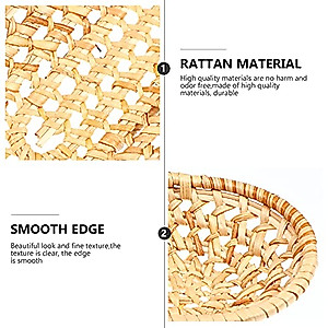 Holibanna Rattan Woven Storage Tray Guest Towel Tray Napkin Holder Sundries Basket Tabletop Organizer for Vanity Bathroom Tea Table