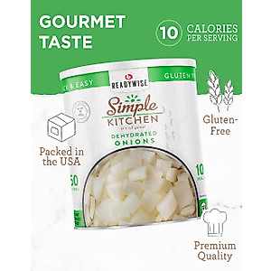 READYWISE -Simple Kitchen, Dehydrated Chopped Onions, 250 Servings, MRE, Emergency Food Supply, Gluten Free, Onions, Canned Vegetables, Diced Onions, Freeze Dried Food, Camping, Survival Food, 10 Can