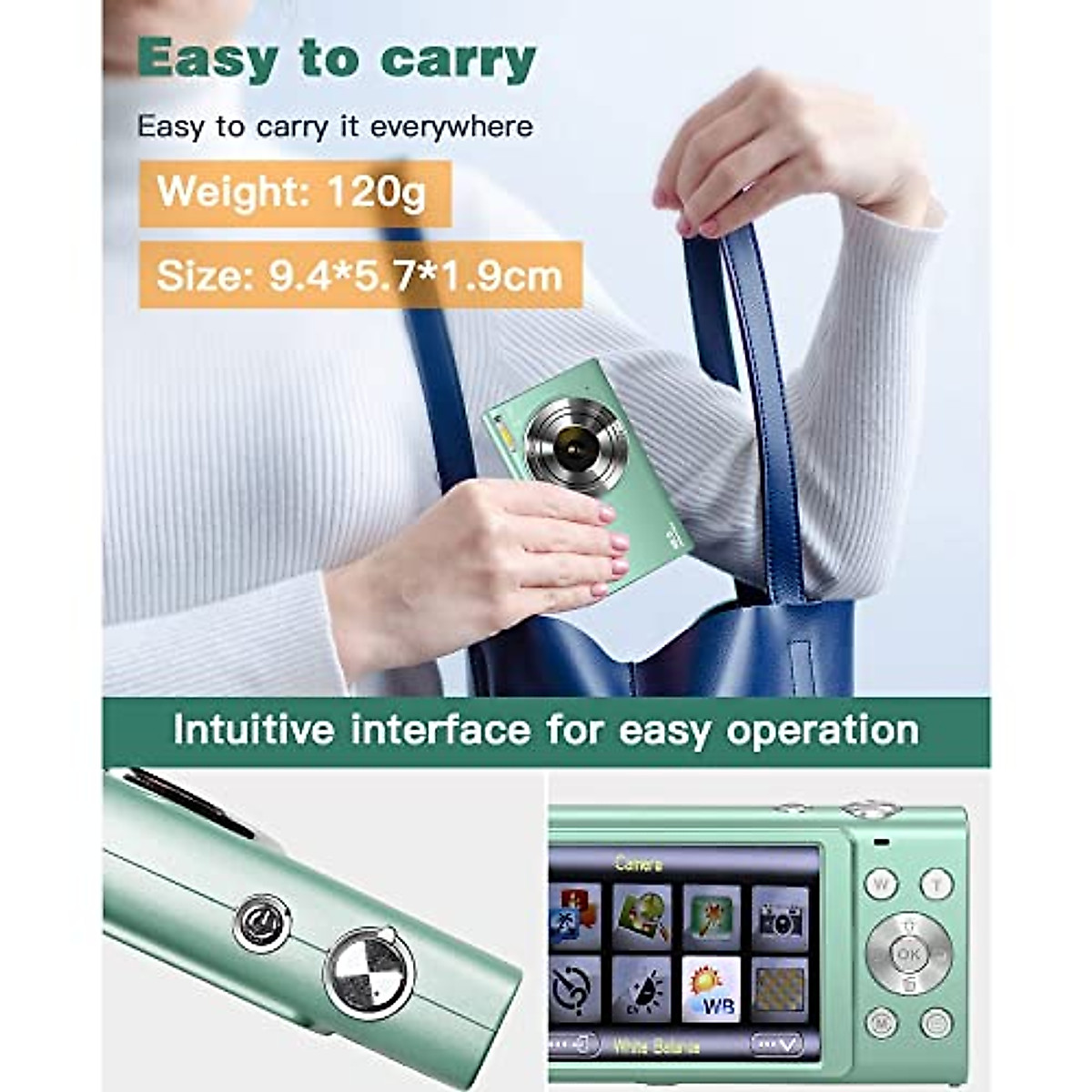 Digital Cameras for Photography Digital Camera Autofocus, 2.7K 48MP Teenager Camera with 2.8" Large Screen, 16X Zoom and 32GB Card, Compact Camera Take Macro Photos, Stylish Portable Camera for Teens