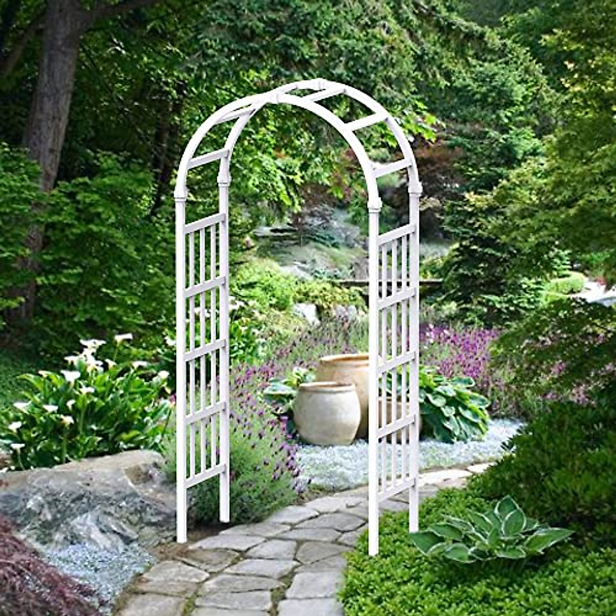 Qikdesign 40" W x 86" H Vinyl Arch, Vinyl Arbor, Garden Arch, Garden Arbor for Climbing Plants, Yard, Garden or Pathway, White