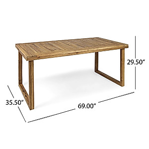 Christopher Knight Home Ann Outdoor 69" Acacia Wood Dining Table, Sandblast Natural Finish