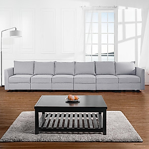 Naomi Home Elizabeth Modern DIY Collection - Convertible Modular Sectional Sofa - Ultimate Sofa Experience - Linen Sofa Couch for Living Room, Apartment, Office - 6 Piece Modular Sectional - Gray